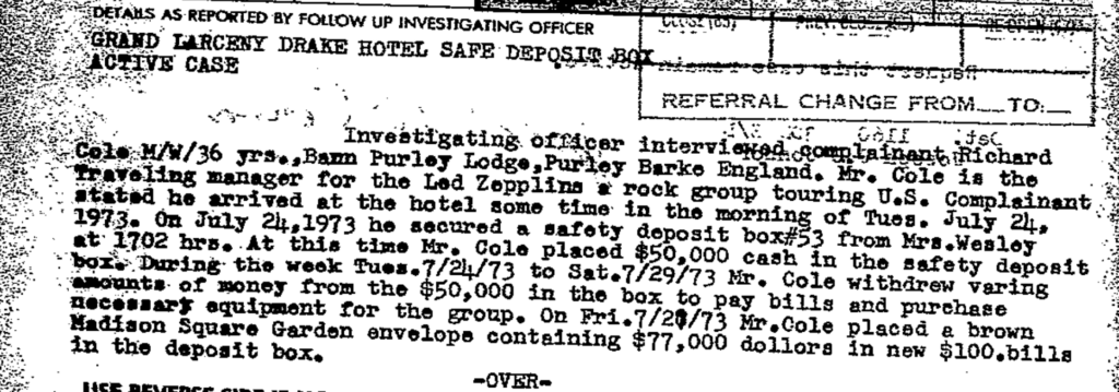 Exclusive: NYPD files on robbery of $180,000 from Led Zeppelin revealed ...