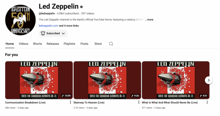 YouTube causes unofficial live releases to look like a new official Led ...